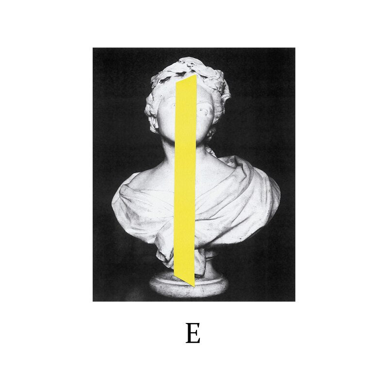 Affiche sculpture trait jaune | La maison des tableaux