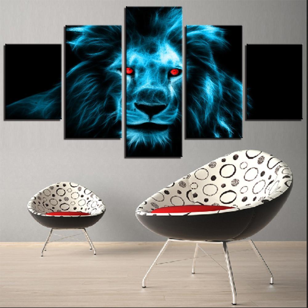 Tableau lion Regard rouge | La maison des tableaux